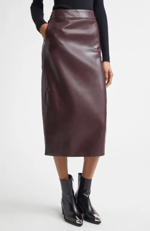 Rabanne Faux Leather Beaded Layered Skirt - Brown Plum