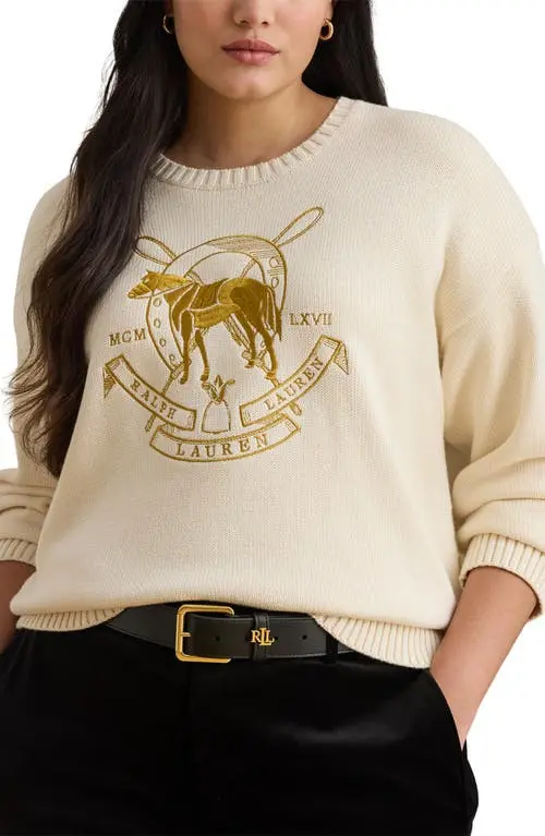 Ralph Lauren Embroidered Crewneck Sweater - Mascarpone Cream
