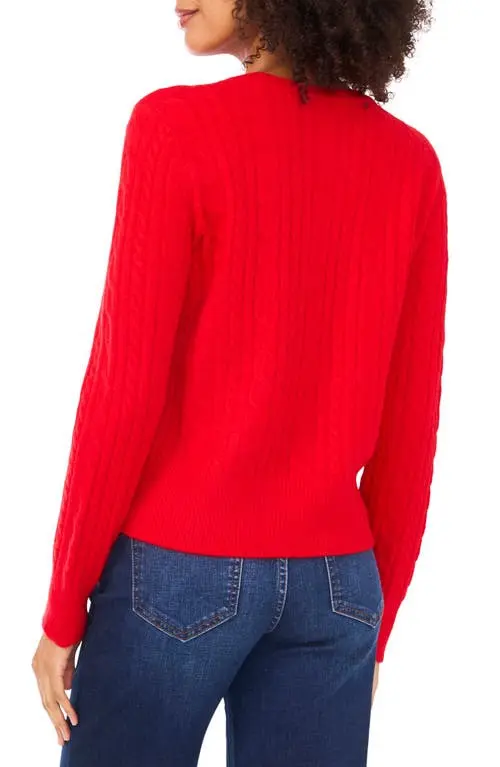 CECE DUPRAZ Cable Stitch Crewneck Sweater - Bright Cherry