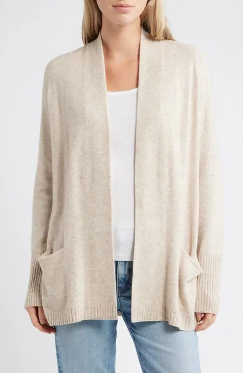 Caslon Open Front Cardigan - Tan Doeskin Heather