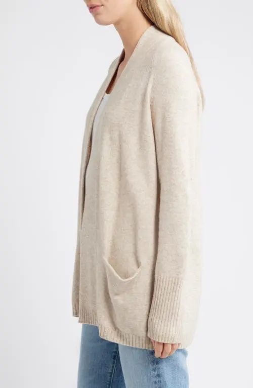 Caslon Open Front Cardigan - Tan Doeskin Heather