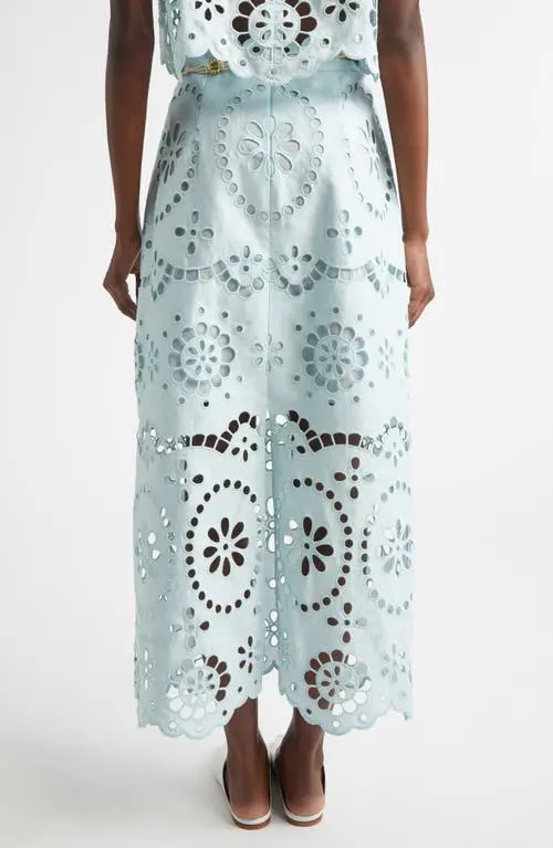 Zimmermann Awaken Broderie Anglaise Linen Midi Skirt