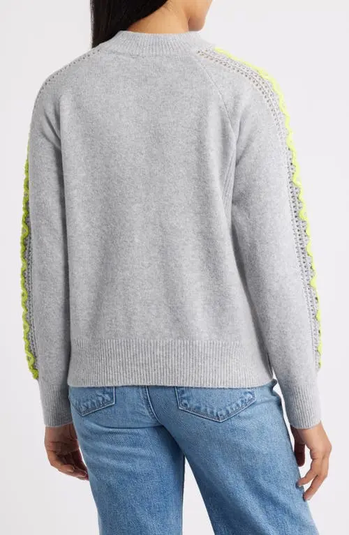 CITY BLUES Embroidered Sleeve Mock Neck Sweater