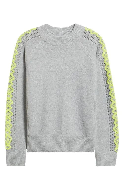 CITY BLUES Embroidered Sleeve Mock Neck Sweater