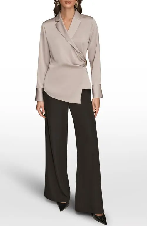 Donna Karan New York Pleated Wrap Front Silk Top - Vapor