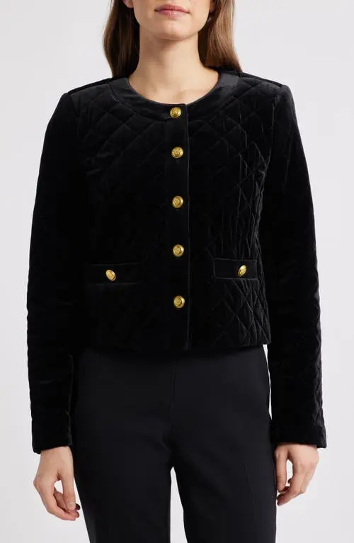TAHARI ASL Quilted Velvet Crop Jacket