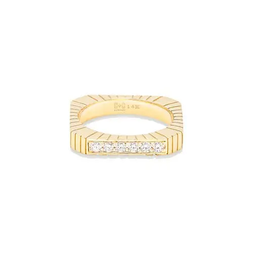 CAMPBELL + CHARLOTTE Spark Etched Stacking Band Ring - Diamond-gold
