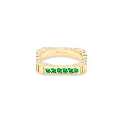 CAMPBELL + CHARLOTTE Spark Etched Stacking Band Ring - Emerald-gold