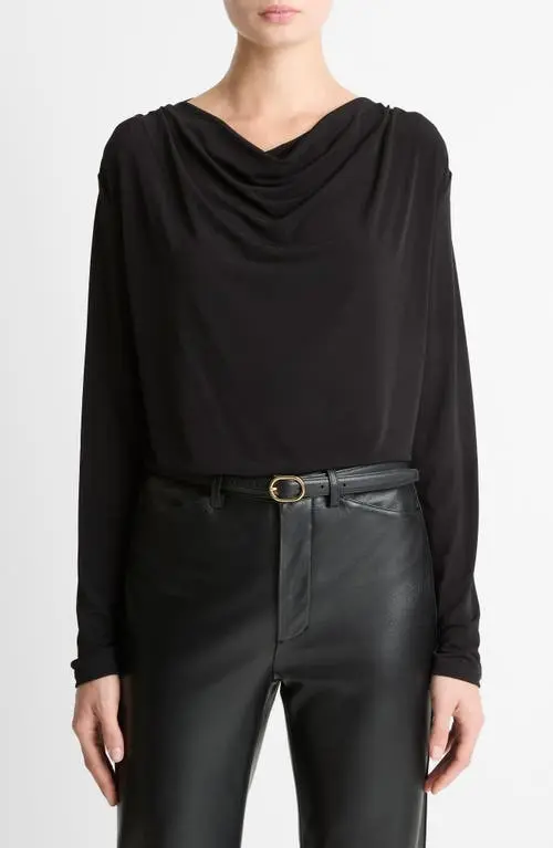 Vince Cowl Neck Knit Top - Black