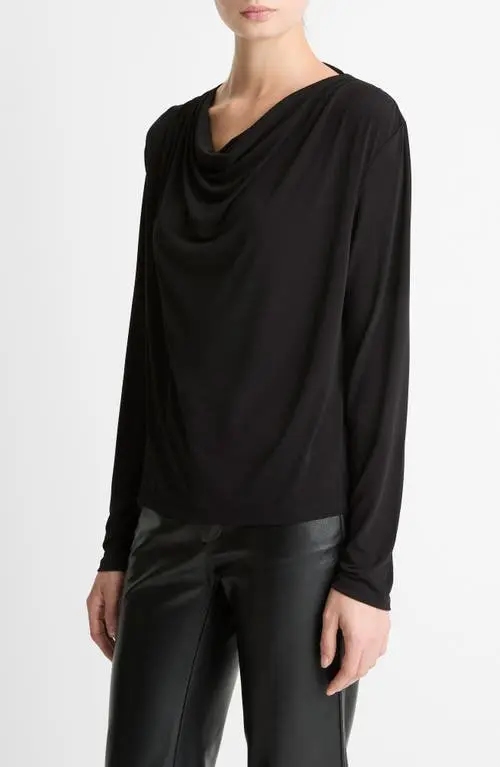 Vince Cowl Neck Knit Top - Black