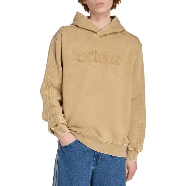 Adidas Washed Cotton Blend Relaxed Hoodie - Cardbo
