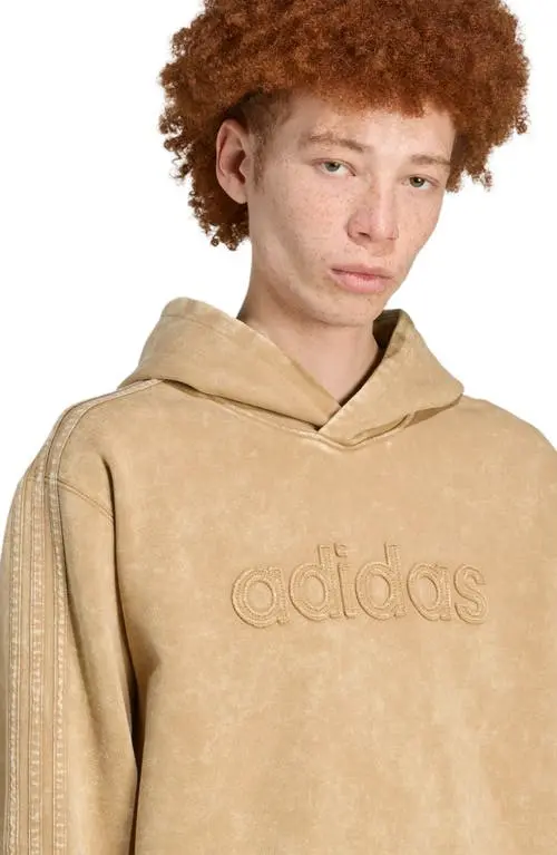 Adidas Washed Cotton Blend Relaxed Hoodie - Cardbo