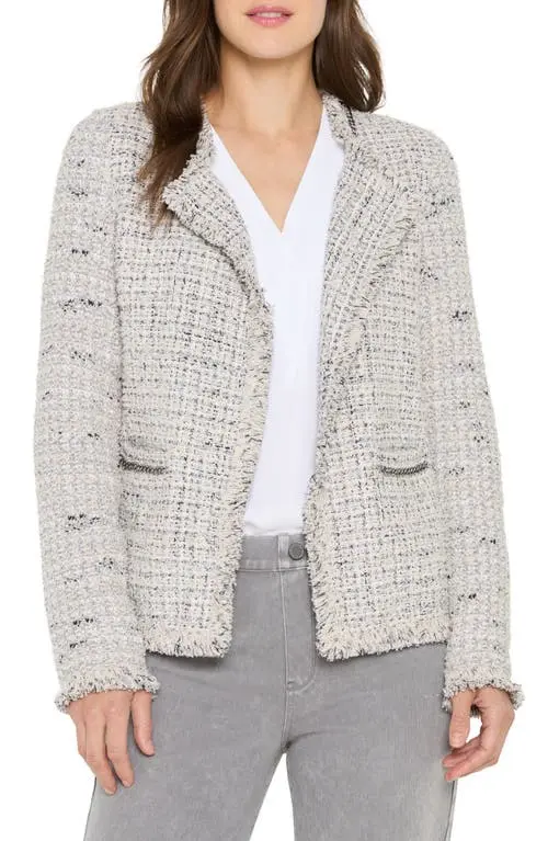 NIC+ZOE Chain Trim Fringe Knit Jacket