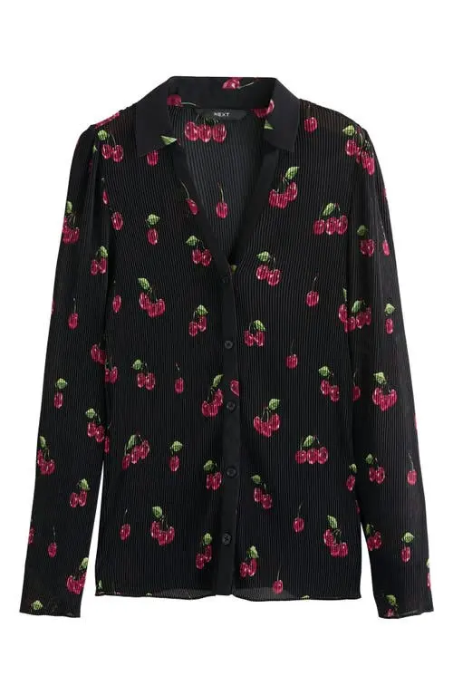 NEXT Cherry Print Plissé Shirt