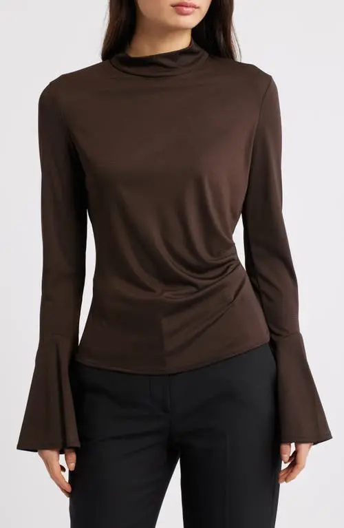 Mango Ruched Bell Sleeve Top