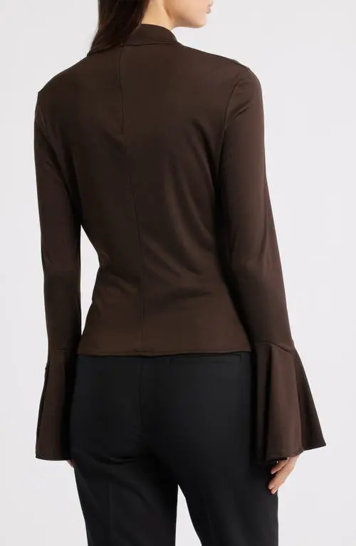 Mango Ruched Bell Sleeve Top