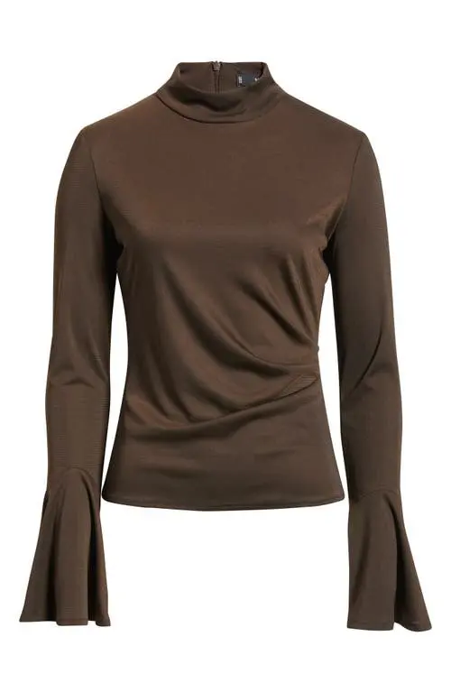 Mango Ruched Bell Sleeve Top