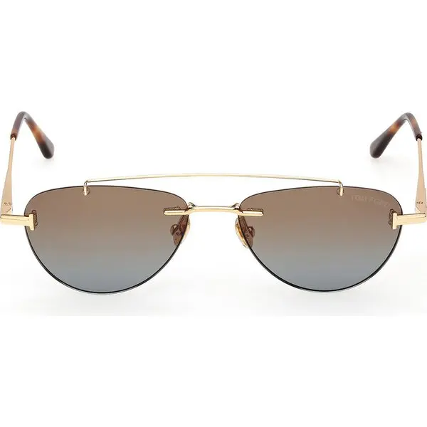 TOM FORD Gradient Pilot Sunglasses - Gold/brown Light Blue Lens