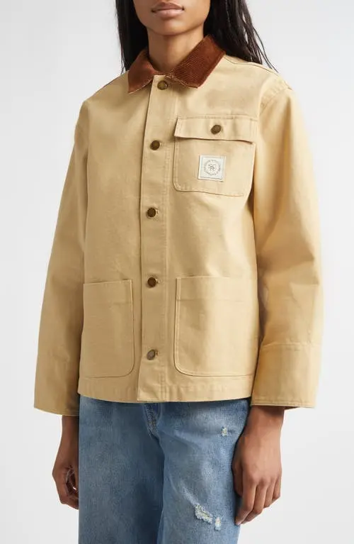 SPORTY & RICH Cotton Painters Chore Jacket - Tan