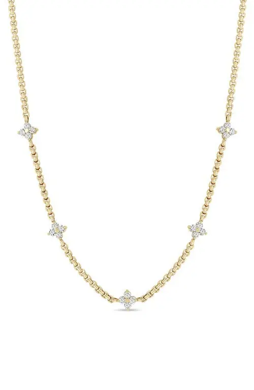 Zoe Chicco 14k Gold And Diamond Station Chain Necklace - Yellow Gold