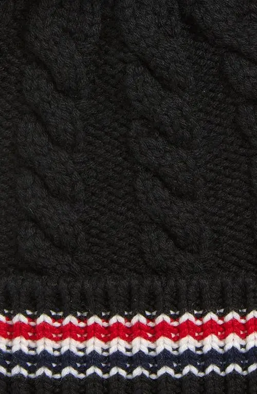 Thom Browne Cashmere Cable Knit Beanie With Pom