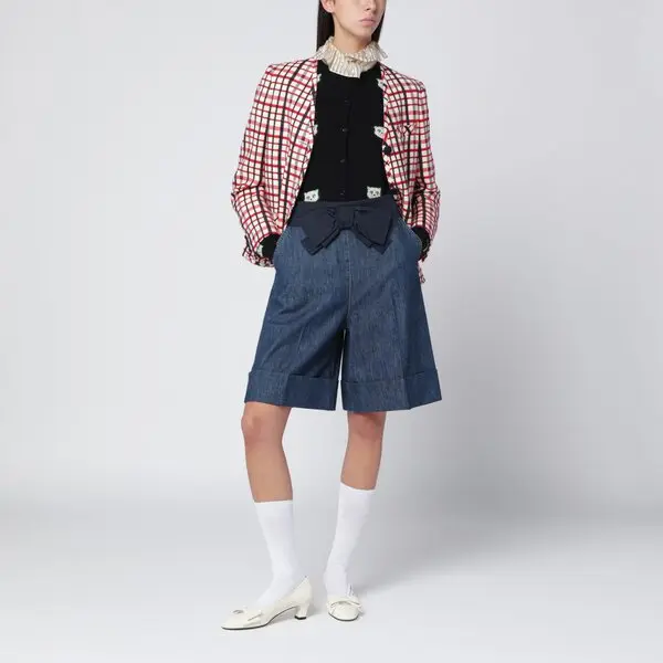 Valentino Garavani Denim Bermuda Shorts With Bow