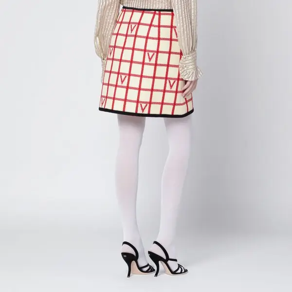 Valentino Garavani Check Vlogo Pattern Skirt - Multicolor