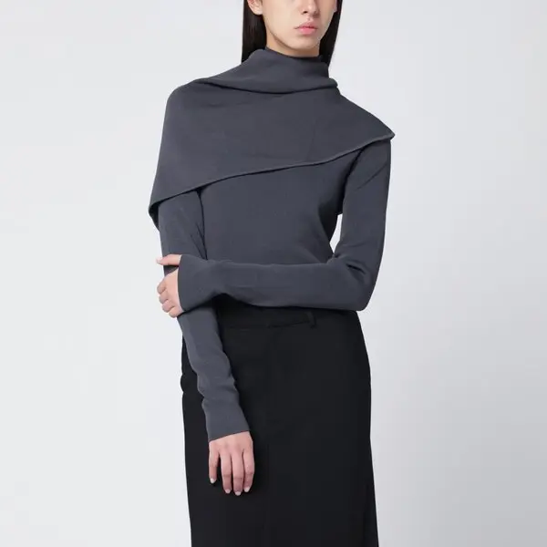 ENTIRE STUDIOS Turtleneck Sweater With Cape Detail - Grey