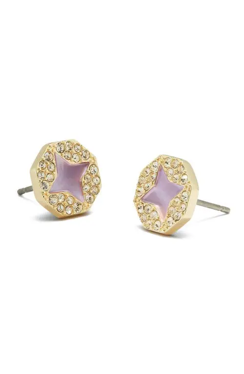 Tory Burch Forget Me Not Mother-of-pearl & Pavé Stud Earrings - Tory Gold/pink/crystal