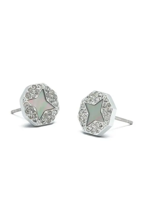 Tory Burch Forget Me Not Mother-of-pearl & Pavé Stud Earrings - Tory Silver/pearl/crystal