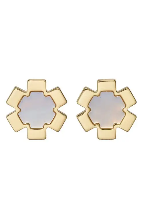 Tory Burch Forget Me Not Mother-of-pearl Stud Earrings - Tory Gold/mother Of Pearl