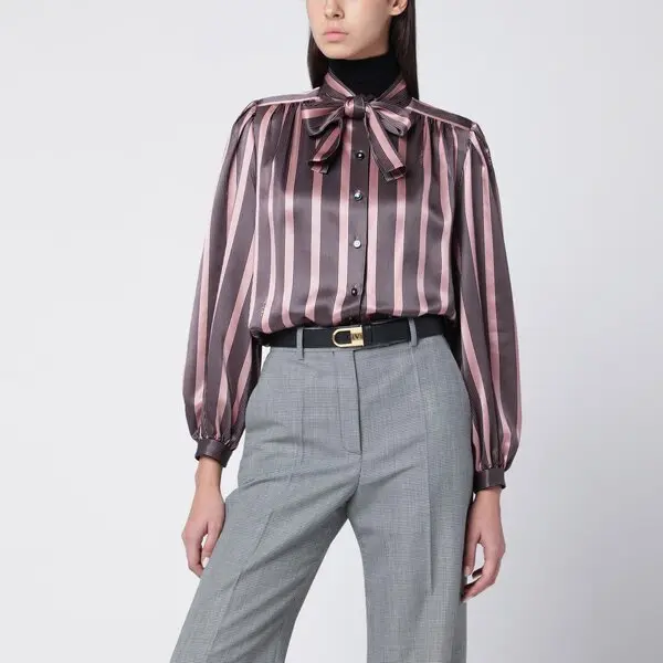 Valentino Garavani Striped Crepe De Chine Shirt - Pink