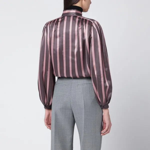 Valentino Garavani Striped Crepe De Chine Shirt - Pink