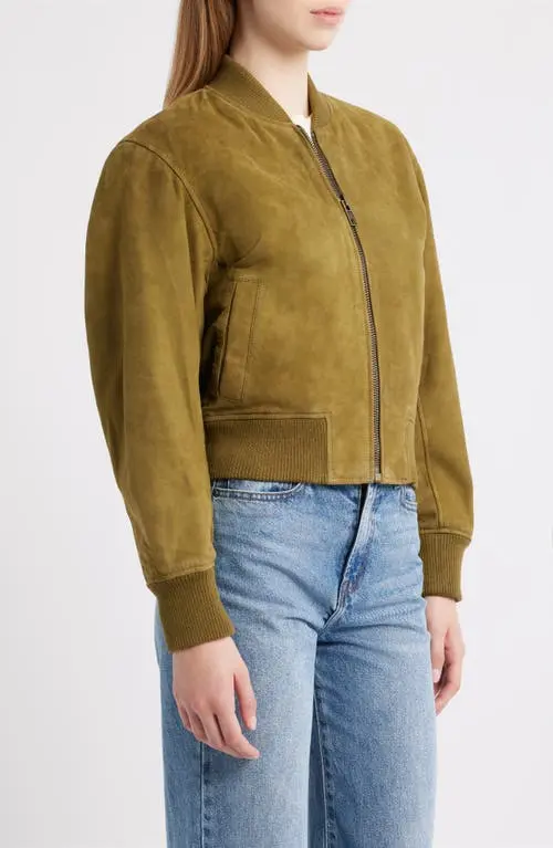 SCHOTT Suede Bomber Jacket - Olive