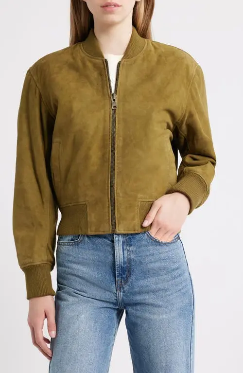 SCHOTT Suede Bomber Jacket - Olive