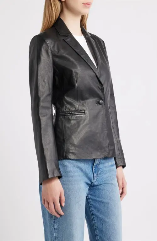 SCHOTT Fitted Lambskin Blazer - Black