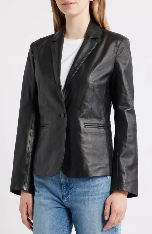 SCHOTT Fitted Lambskin Blazer - Black
