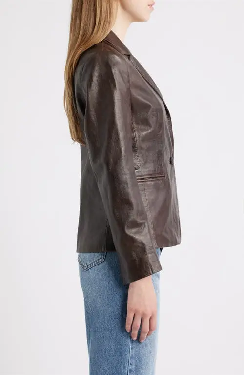 SCHOTT Fitted Lambskin Blazer - Brown
