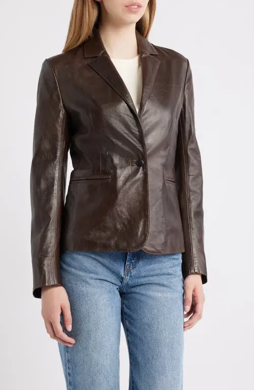 SCHOTT Fitted Lambskin Blazer - Brown