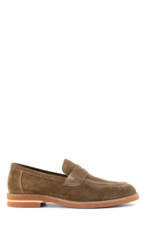 ANTHONY VEER Brighton Penny Loafer - Cigar Suede