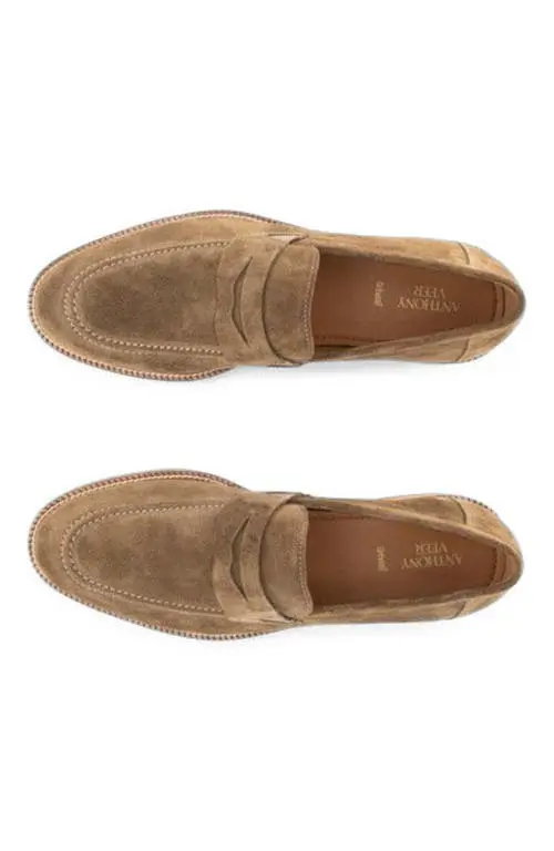 ANTHONY VEER Brighton Penny Loafer - Cigar Suede