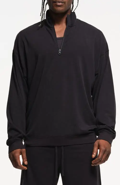 SKIMS Jersey Lounge Quarter Zip Pullover - Obsidian
