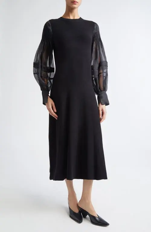 Altuzarra Carino Long Sleeve Silk Midi Dress - Black
