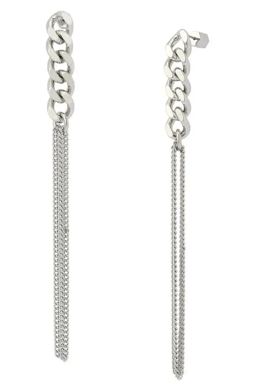 ALLSAINTS Mix Chain Linear Drop Earrings - Shiny Silver