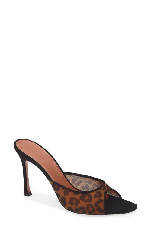 Amina Muaddi Alexa Slide Sandal - Mesh Leopard
