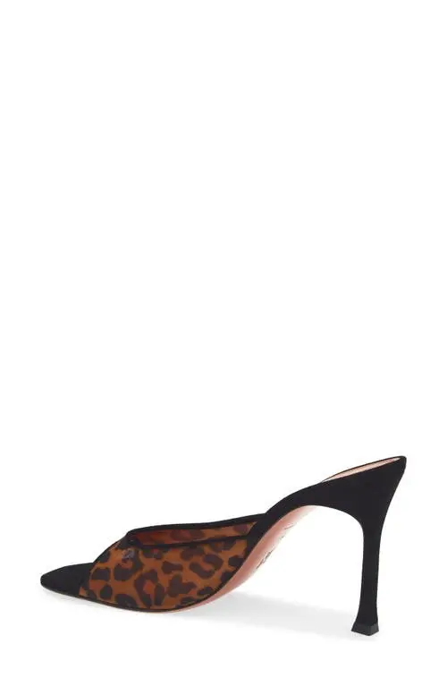 Amina Muaddi Alexa Slide Sandal - Mesh Leopard