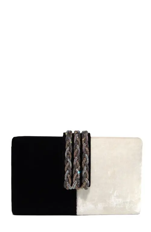SIMITRI Braided Fringe Color Block Clutch - Tuxedo