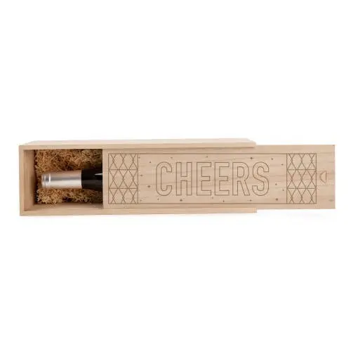 TRUE BRANDS Cheers! Wine Box - Wood