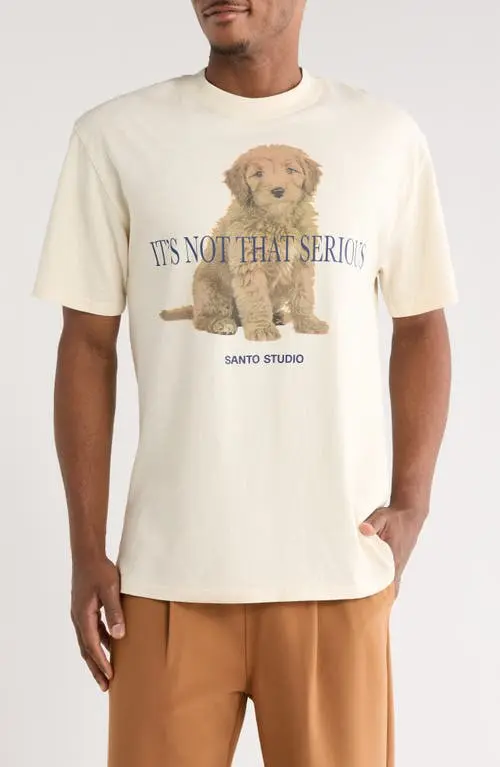 SANTO STUDIO Not That Serious Cotton Graphic T-shirt - Cream