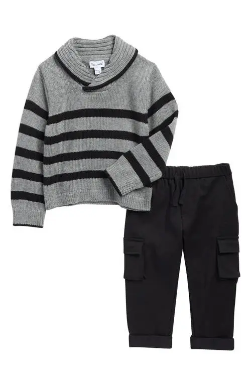 Splendid Stripe Sweater And Cargo Pants Set - Black Stripe